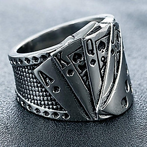 Jude Jewelers Stainless Steel Poker Games Casino Cocktail Party Biker Spade Ring (Silver, 10)