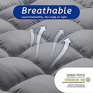 Queen Size Mattress Topper for Back Pain, Cooling Extra Thick Mattress Pad Cover with 8-21 inch Deep Pocket, Plush Pillow Top Mattress Topper Overfilled with Down Alternative, Queen Size, Dark Grey