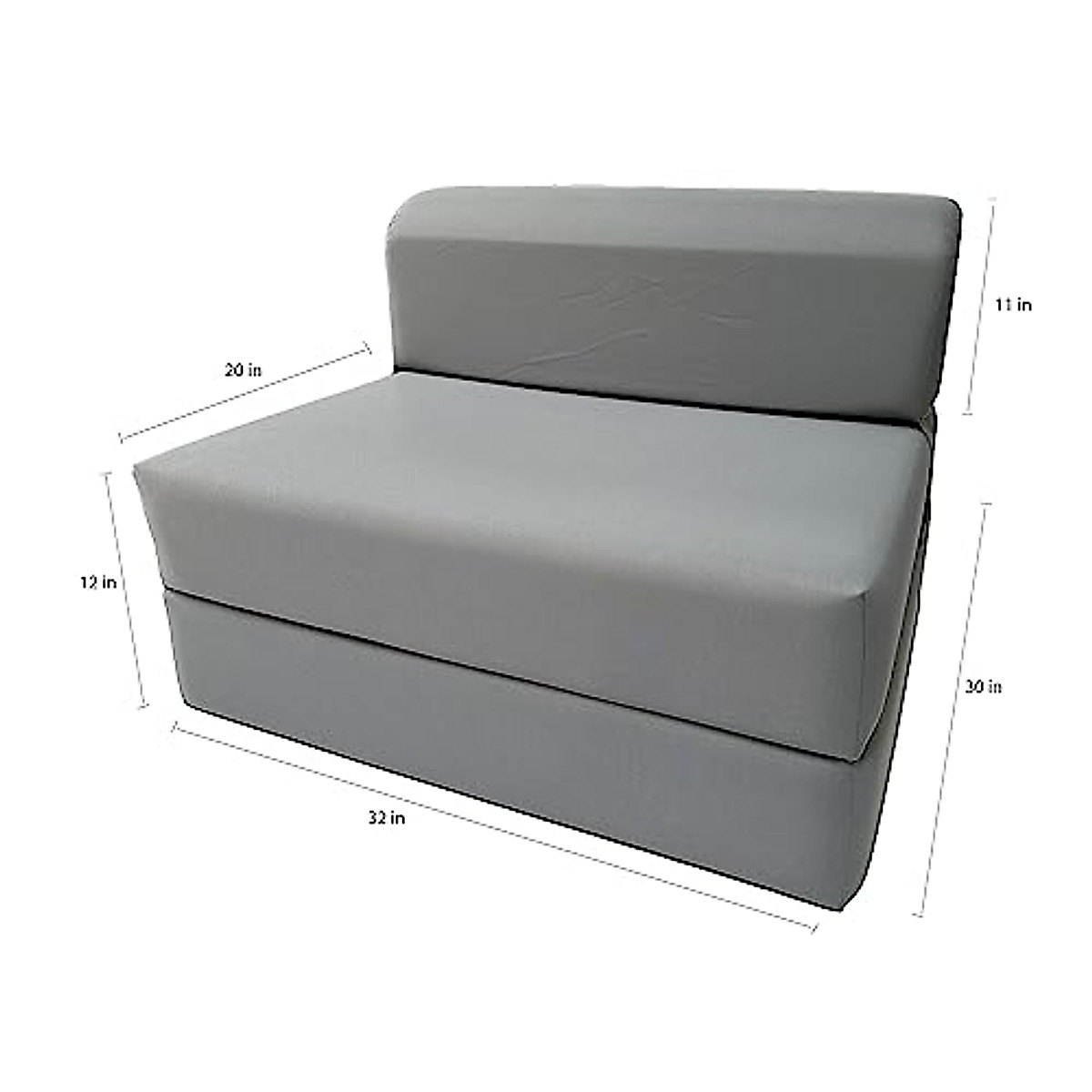 D&D Futon Furniture Gray Sleeper Chair Folding Beds, Convertible Studio Sofa Bed, High Density Foam (70 x 32 x 6 in Thick)