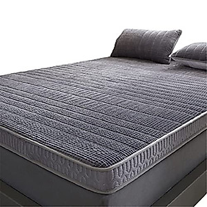 ZPZFDC Memory Foam Mix Latex Filling Mattress Foldable Slow Rebound Tatami Plus Velvet Comfort Cover Bedspreads 4/8cm Thickness (Color : Gray, Size : 150x190x4cm)