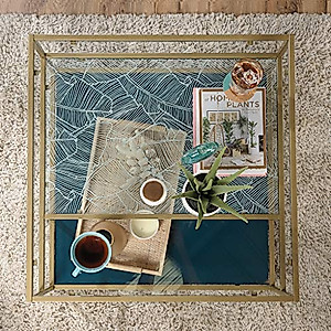 Sauder Coral Cape Coffee Table, L: 29.53" x W: 29.53" x H: 18.9", Satin Gold Finish