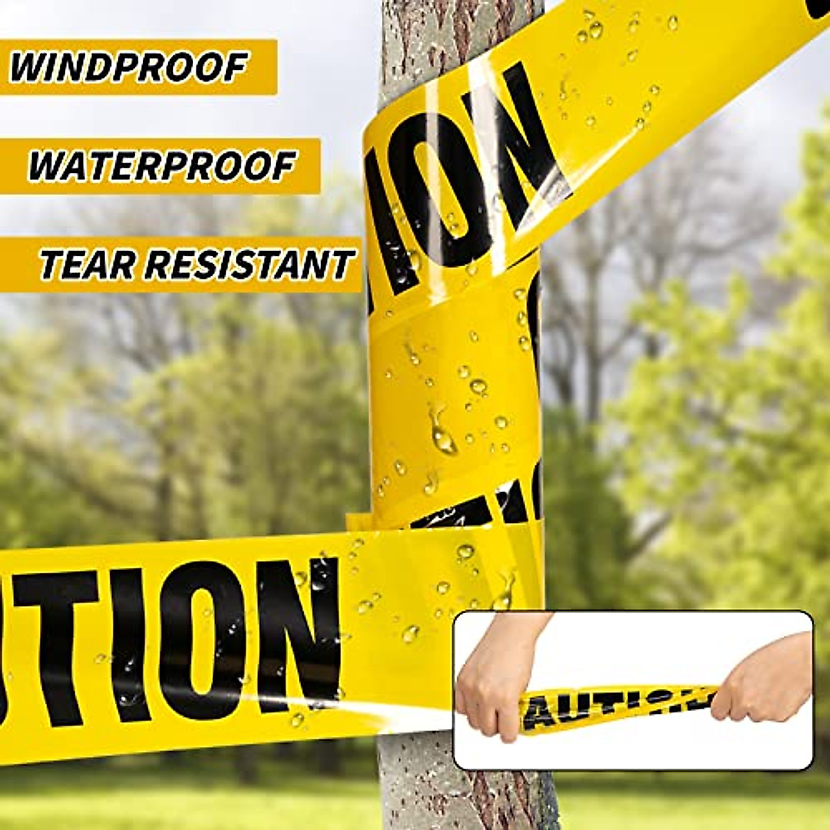 Oleitodh Yellow Caution Tape Bulk 6 Pack, 3inch x 6000 ft, Construction Tape Waterproof Safety Tape Warning Tape Roll, Barricade Harzard Tape for Danger Hazardous Area Halloween Party Decor