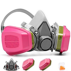 RANKSING Respirator Mask with P100 60926 Filters to Protect Against Dust, Gases, Fumes, Asbestos, Organic Vapors, Chemicals while Painting, Spraying, Sanding, Welding, Construct and Other Work PPE