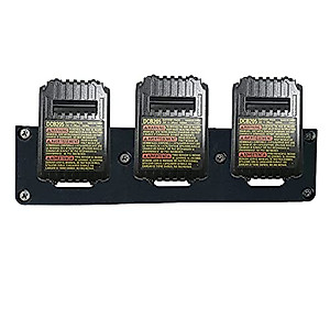 Battery Rack Compatible DeWalt 20V Battery Holder, Mount 3 Slot Bulk Battery Garage Tool, Dewallt 20v Tools, Wall Display Hook Holder (1, Black)