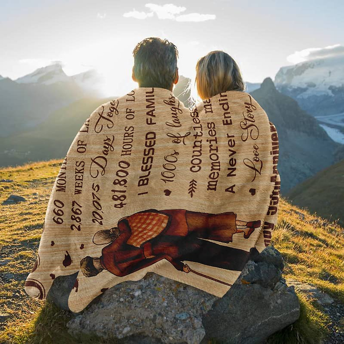 Basiole 55th Anniversary Wedding Gifts for Couple, 55th Anniversary Blanket, Best 55 Anniversary for Husband Wife Parents Gifts, Gift for 55 Years of Marriage Decor Throw Blankets 50"X60"