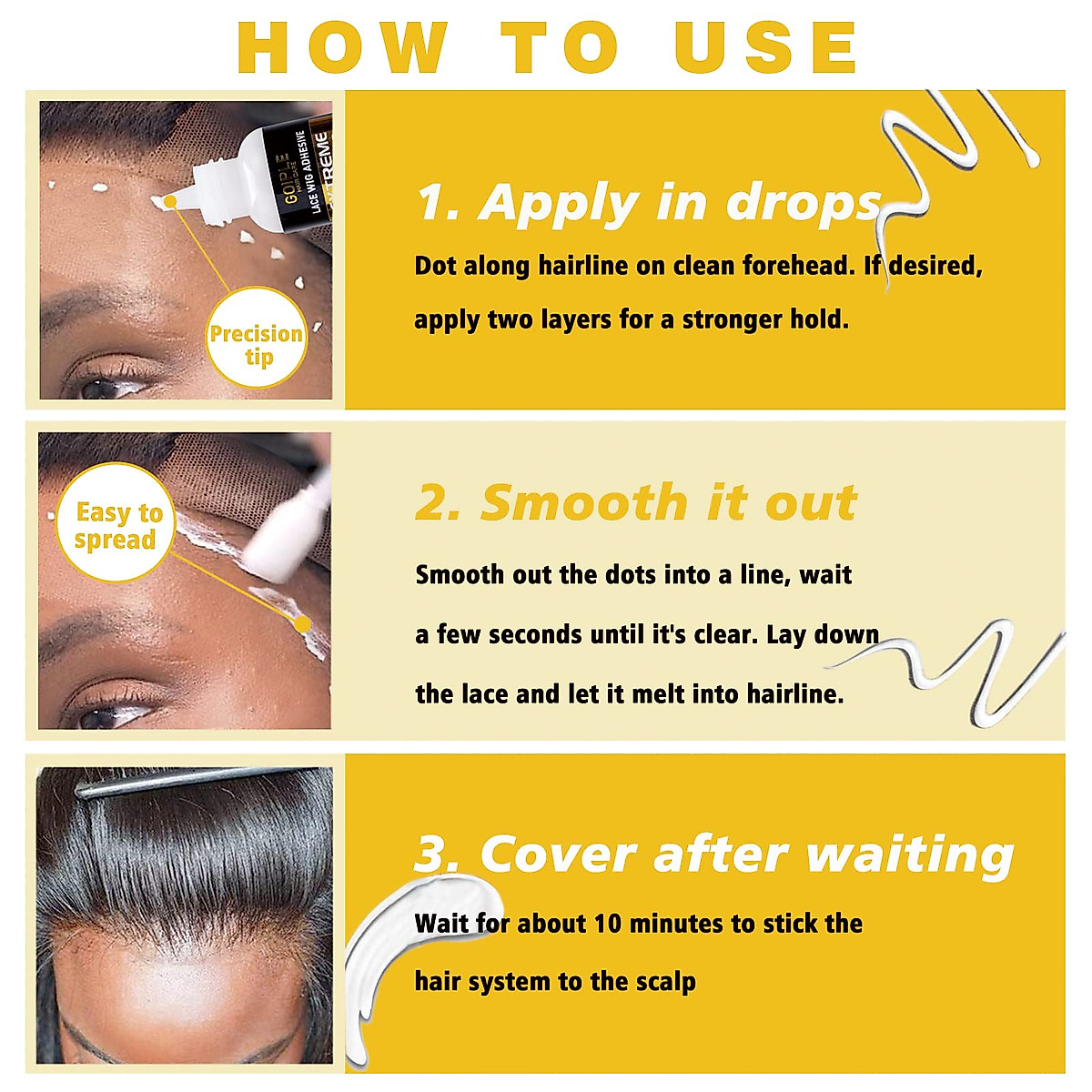 Goiple Wig Glue 1.34OZ, Waterproof Lace Front Wig Glue for Wigs, Strong Hold Transparent Lace Adhesive for Hair Replacement (38ML)