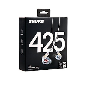 SHURE SE425-CL-A Wired Earphones, Clear, High Sound Insulation, Gaming, in-Ear Type, Wireless Conversion (Sold Separately), MMCX Re-Cable, Professional Specifications, Ear Monitor, Distribution,