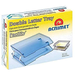 Acrimet Facility 2 Tier Letter Tray Side Load Plastic Desktop File Organizer (Clear Green Color)