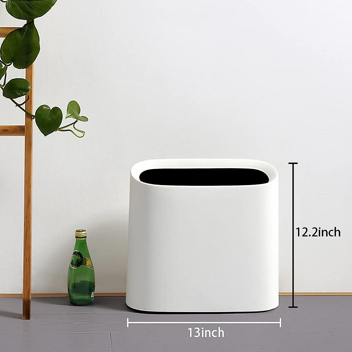 Doyingus Slim Trash Can Plastic Rectangular Wastebasket 2.4 Gallon Garbage Container Bin for Bathroom Bedroom Office Kitchen (White)