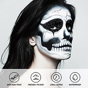 2 Pack Black White Face Paint Stick, Each Color 1 oz Cream Blendable Halloween Face Body Eye Painting Sticks for Sports Events Special Effects Makeup Kit, Full Coverage Skin Paints for Adults Kids