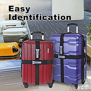 Masterwise Luggage Straps, 79” Adjustable Luggage Straps for Suitcases TSA Approved Travel Belt Suitcase Strap to Keep Your Suitcase Secure While Traveling (Black, 4pcs)