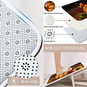 ArtSocket Witch Pumpkin Bathroom Sets with Shower Curtain and Rugs and Accessories, Fall Sunflower Leaf Autumn Orange Black Shower Curtain Sets, Thanksgiving Shower Curtains for Bathroom Decor 4 Pcs