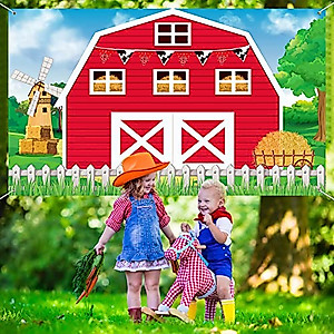 Farm Barn Door Backdrop Farm Birthday Party Supplies Red Barn Door Backdrop Banner Farm Photography Props Photo Booth for Themed Birthday Baby Shower Party Supplies 72.8 x 43.3 Inch