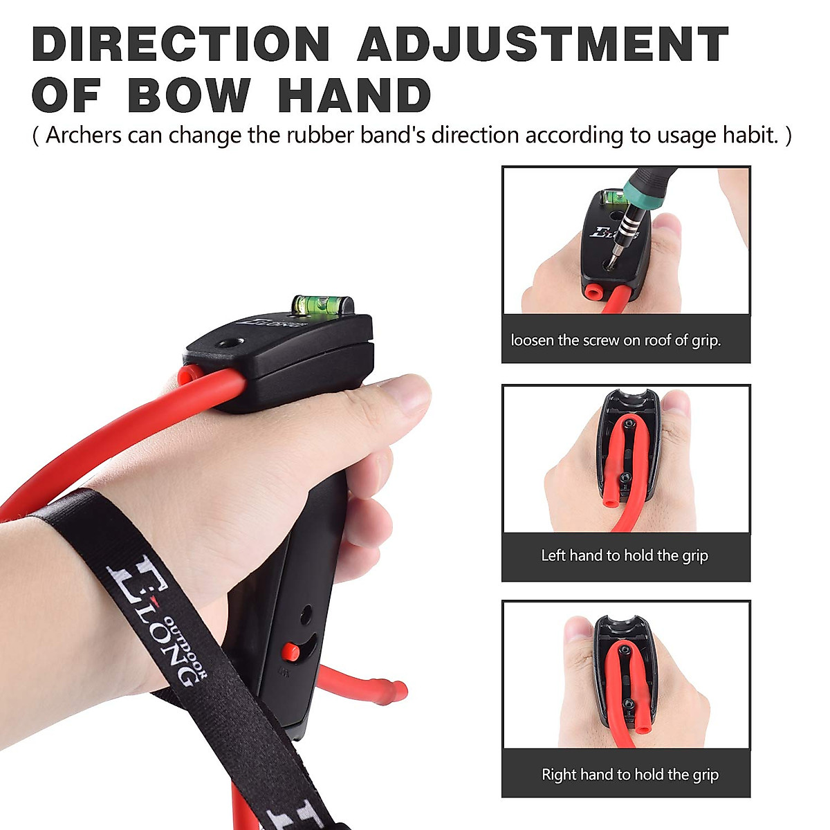 ELONG OUTDOOR Archery Bow Trainer, 18 lbs Draw Weight @28 Inch, Strength Stretch Band Exerciser for Recurve Bow Compound Shooting, Ambidextrous, Suitable for Kids Adults Beginner Experts