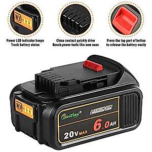 ZLWAWAOL 2 Pack DCB206 20V MAX 6.0Ah Replacement Battery Compatible with Dewalt 20V Battery DCB200 DCB203 DCB204 DCB206 20V DCD/DCF/DCG/DCS Series Cordless Power Tool