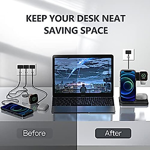 ZEBRE Wireless Charger, 3 in 1 15W Fast Charging Dock Compatible with Apple Watch 7 6 5 4 3 2 SE, AirPods 3/Pro, Stand Compatible with iPhone 14/13/13 Pro/12/11/XR Samsung S22 S21 S10