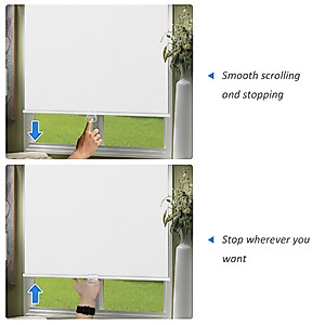 LUCKUP Blackout Cordless Roller Shades for Windows, Room Darkening Free-Stop Pull Down Rolling Blinds, Waterproof Thermal Insulated Window Shades for Home & Office, White, 34" W x 72" L