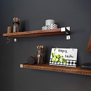 Easter Hanging Wall Sign, Decorative Slate Signs with Rope, Hanging Door Plaque for Porch/Entryway/Outdoor/Garden Home 5x8inch, Easter Eggs Flowers Leaves Butterflies Black and White Plaid