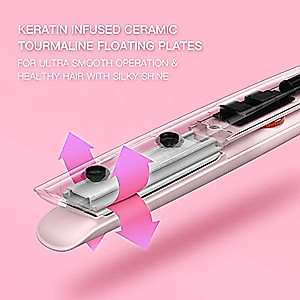 LENA Ionic Flat Iron | Ceramic Hair Straightener | 1" Professional Styling Tools for Straightening and Curling, Extra Ion Care, Max 450 F, Dual Voltage, Pink