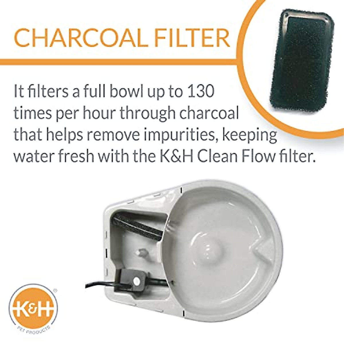 K&H Pet Products CleanFlow Filtered Water Bowl for Dogs Granite Medium 1.4 Gallon Bowl + 1 Gallon Reservoir