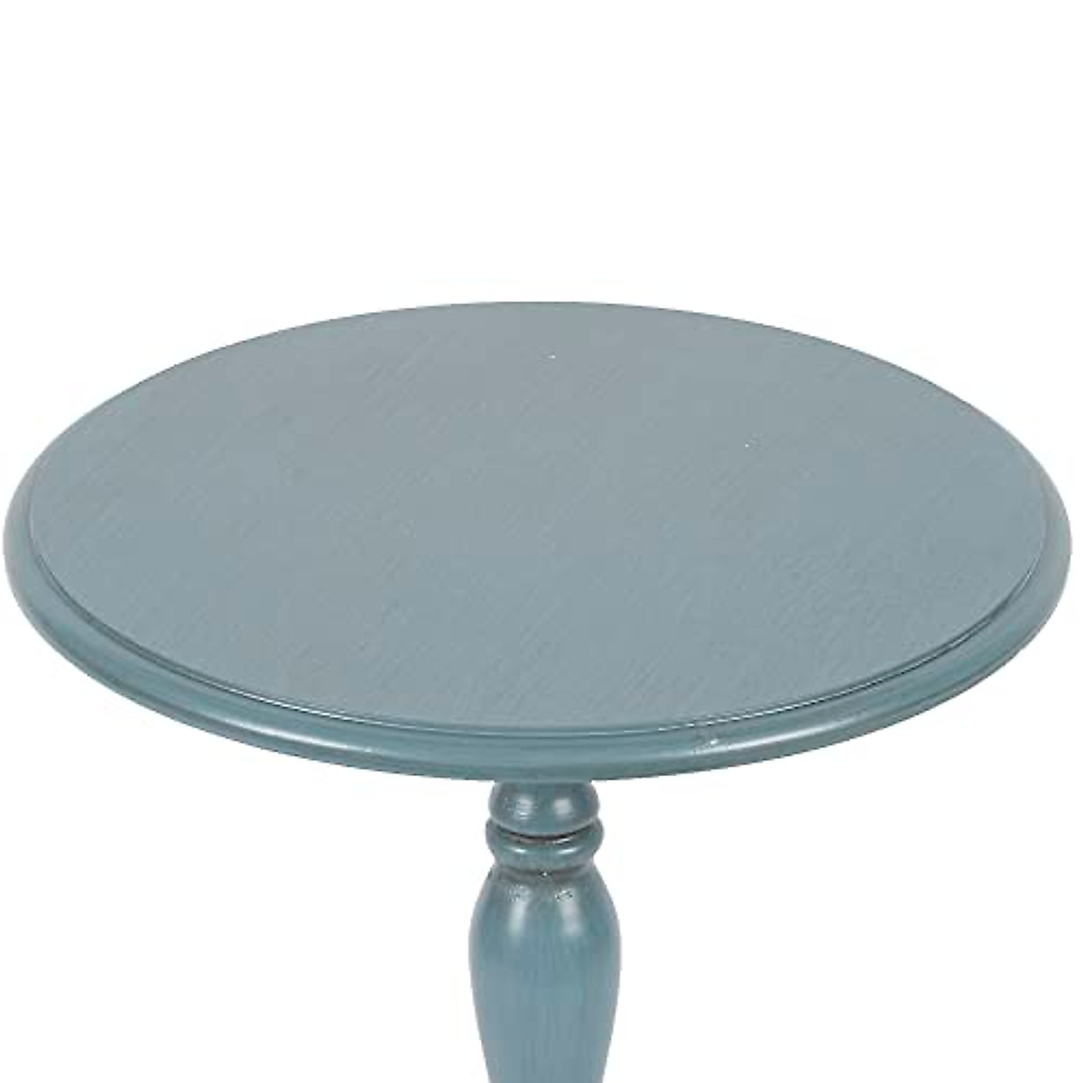 Decor Therapy Simplify Round Pedestal Accent Side Table, 24" x 15" x 15", Antique Arctic Blue