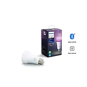 Philips Hue White and Color Ambiance A19 E26 LED Smart Bulb, Bluetooth & Zigbee & Bridge Smart Lighting Hub (Compatible with Amazon Alexa, Apple HomeKit and Google Assistant) - White