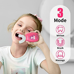 NOHOO Kids Baby U Shape Whole Mouth Electric Toothbrush, 360 Ultrasonic Automatic Tooth Brush - Care for Your Kids Oral Health! (Age 2-12)