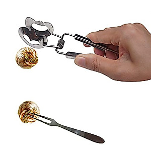 Proshopping 4 PCS Stainless Steel Snail Escargot Plate Set, Large Escargot Baking Dish Platter with Tong and 2 Forks, Round Mushroom Escargot Serving Tray, French Escargot Grill Pan, 12 Holes - (8.7")