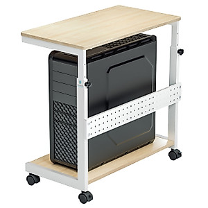 EUREKA ERGONOMIC Computer Tower Stand, Height Adjustable PC Stand,2-Tier ATX-Case CPU Holder Home Office Gaming Accessories with Rolling Wheels & Mouse Pad,Maple