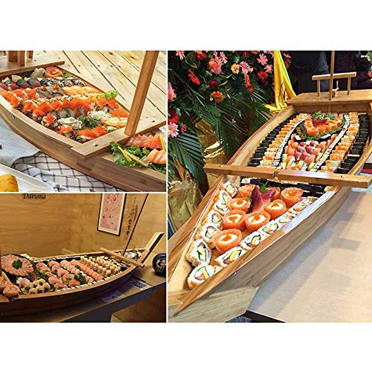 BIPEGE Wooden Sushi Boat Serving Tray, 24 Inch Sushi Plate for Restaurant or Home, Large Size Sushi Tray Serving Boat Plate for Restaurantware (61cm/24inch)