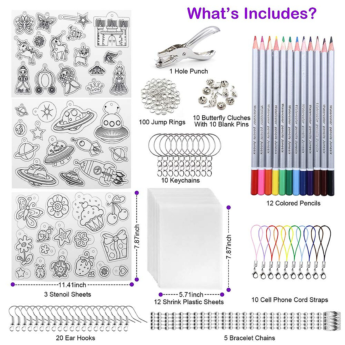 POPMISOLER 183 Pieces Shrink Plastic Kit DIY Ornaments or Creative Craft DIY Accessories Kit for All Ages Great Gift
