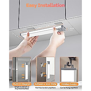 Under Cabinet Lights Rechargeable 40 LED Closet Lights, 3 Color Temperatures Dimmable Motion Sensor Lights Indoor, Wireless Magnetic Night Lighting for Kitchen, Wardrobe, Cupboard, Drawer, 2 Packs