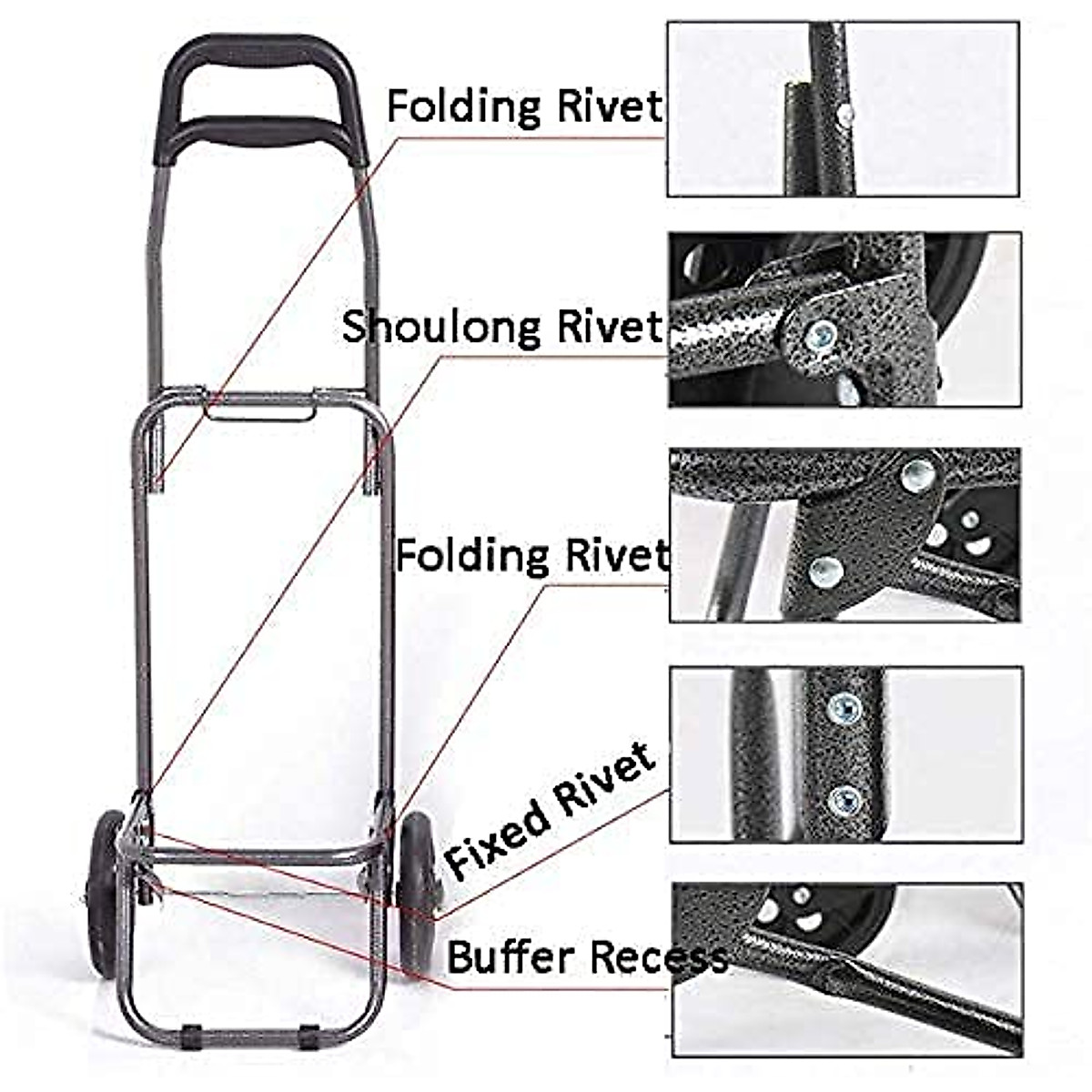 Shopping Trolley on Wheels Multi Function Shopping Cart Fashion Aluminum Folding Portable Trolley More Durable Double Side Pocket Space Storage Hand Trucks,Blue,Crystal Wheel ,Sh