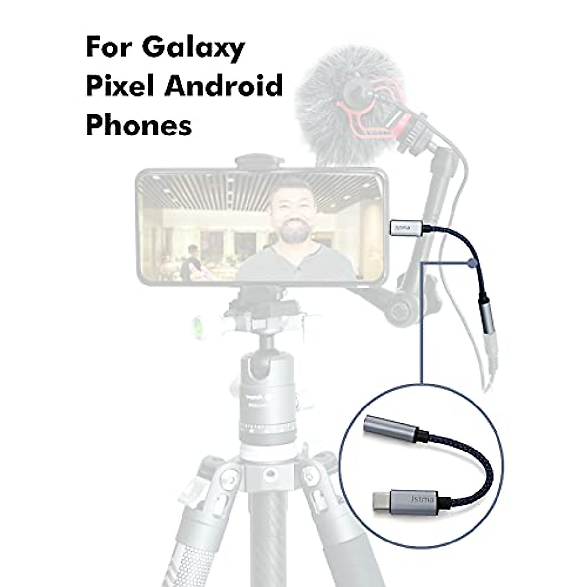 jstma USB C to 3.5mm Headphone Microphone Adapter 3.5mm TRRS Jack Microphone to USB Type C Audio Cable Dongle Compatible for Google Pixel Samsung Galaxy Type C Phones for Video Conferencing Volgging