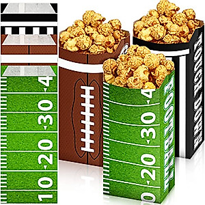 120 PCS Football Popcorn Bags Football Candy Treat Bags Football Party Popcorn Boxes Football Popcorn Holder Football Paper Favor Bags for Football Theme Birthday Party Baby Shower Supplies