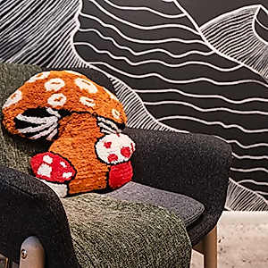 Lunar Sol Mushroom Pillow Boho Throw Pillow - Cute Stuff Soft Plushie Squishy Stuffed Pillows Aesthetic Indie Hippie Decor & Accessories for Bed, Car, Home - Fun Mushroom Decorations, 15" x 17"