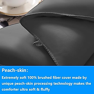 JOKOLO California King Comforter Set - 7 Pieces Reversible Bed Set,Cal Bed in A Bag with All Season Comforters,Sheets,Pillowcases,Shams,Flat Sheet,Fitted Sheet,Dark Grey