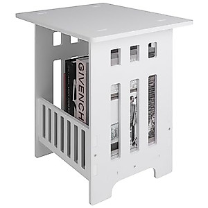 JNTKE Rectangular Side Table, End Table with Storage Shelf 13.4"x10.2"x15.8" Small Bedside Table Night Stand for Living Room Couch Sofa Bedroom Balcony Home Office