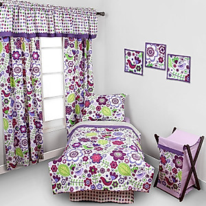 Bacati - Small Storage Tote Botanical, Purple/Lilac/Green/Plum Girls 10 x 10 x 10 inches