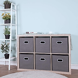 MAX Houser Fabric Storage Bins Cubes Baskets Containers with Dual Plastic Handles for Home Closet Bedroom Drawers Organizers (Cattail Gray)