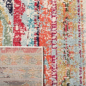 SAFAVIEH Madison Collection Accent Rug - 2' x 4', Blue & Orange, Boho Chic Tribal Distressed Design, Non-Shedding & Easy Care, Ideal for High Traffic Areas in Entryway, Living Room, Bedroom (MAD422F)