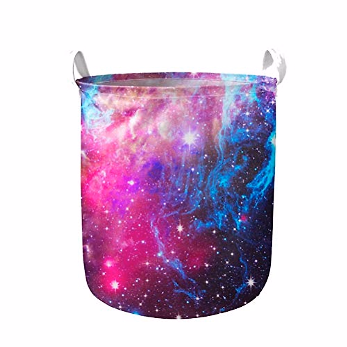 GOSTONG Bling Galaxy Pattern Laundry Hampers with Durable Handle, Waterproof Round Linen Storage Pouch Laundry Baskets