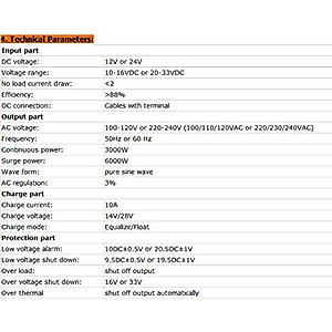GOWE 3000W DC12V/24V AC110V/220V Off Grid Pure Sine Wave Single Phase Inverter with Charger and LCD Screen