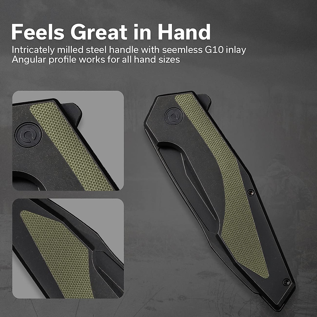 CIVIVI Folding Pocket Knife for EDC, Frame Lock Knife with 3.7" 14C28N Blade, Steel with OD Green G10 Handle, Gustavo T. Cecchini Hypersonic Flipper Knife for Men Gift Collection C22011-1