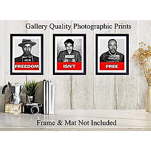 Black Leaders, African American Wall Art Prints - 3-8x10 Vintage Photos -Decor for Classrooms or Home -Great Gift for Black History Month- Martin Luther King Jr, Malcolm X, MLK -UNFRAMED