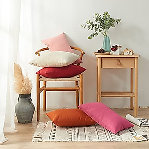 ele ELEOPTION Pack of 2 Outdoor Waterproof Throw Pillow Covers, Rectangular Decorative Garden Cushion Pillow Cover Case with for PatioTent Couch (12x20 inch, Red)