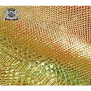 Fabric Empire Vinyl Upholstery Embossed Snake Hologram Glossy Holographic Fabric 54" Wide Sold by The Yard (Copper)