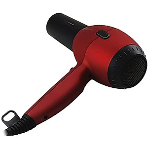 Ovente 1875 Watt Professional Hair Dryer with Diffuser, Ionic & Tourmaline Technology, For Body, Volume & Smoothing, Concentrator Attachment & Travel Bag, Lightweight for Home Use, Black & Red X3400BR