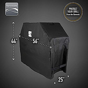 Kenmore PA-20281 BBQ Grill Cover, Heavy Duty Weatherproof Fabric for Outdoor Patio Backyard, Fits Grills up to 56" Width, Black