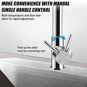 JIFEHO Spring Kitchen Sink Faucet, Household and Commercial Pull Down Type Pre-Rinse Faucet Features Spray & Stream Modes, High Arc Single Handle, 1 Hole Mount, Mix Hot & Cold Water, Chrome Finish